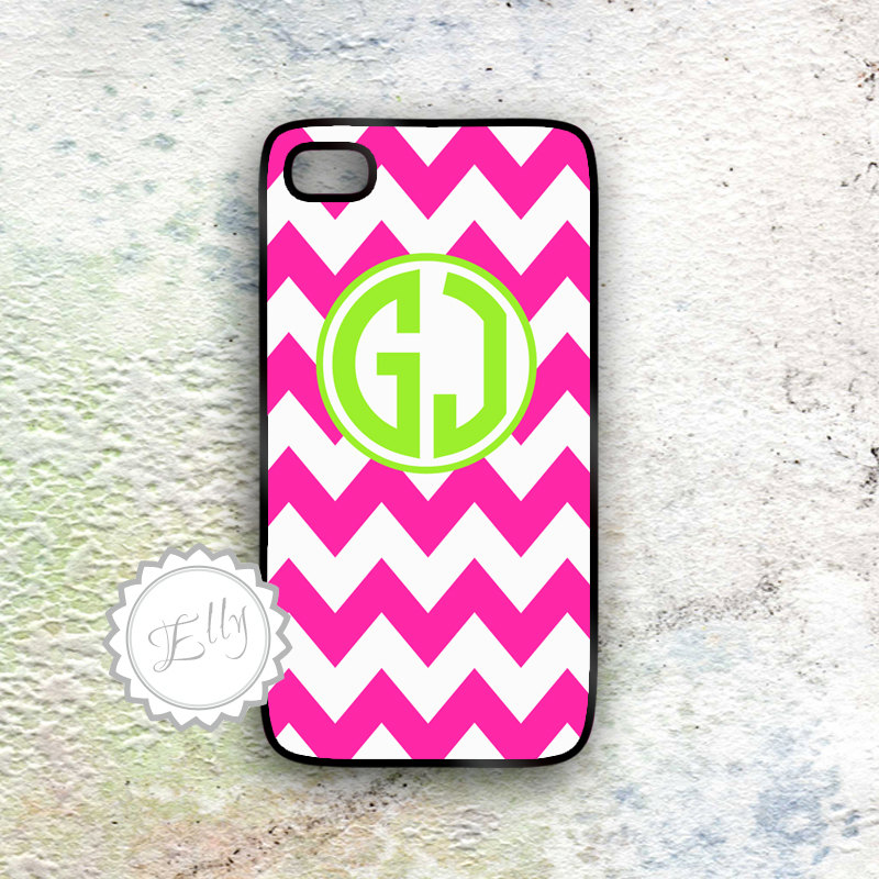 Iphone 4s In Case Pink Chevron Custom Monogram Hard Cover on Luulla